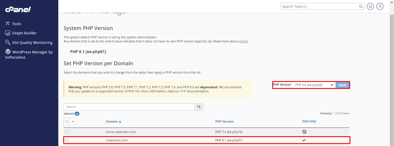 How to change your PHP version in cPanel